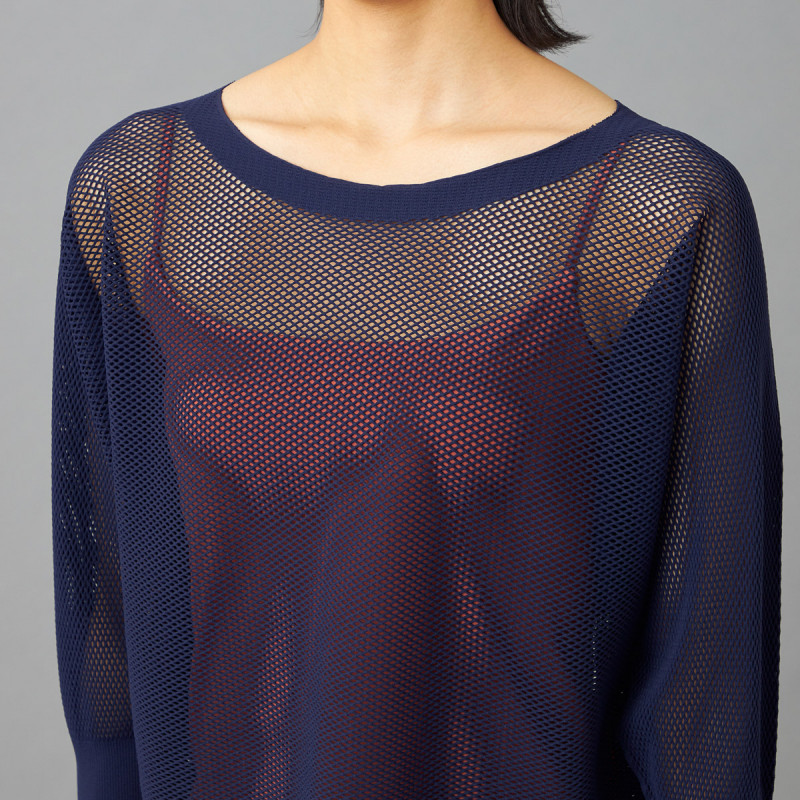 ノーソーイングニット】7分袖メッシュニットTシャツ 商品ページ